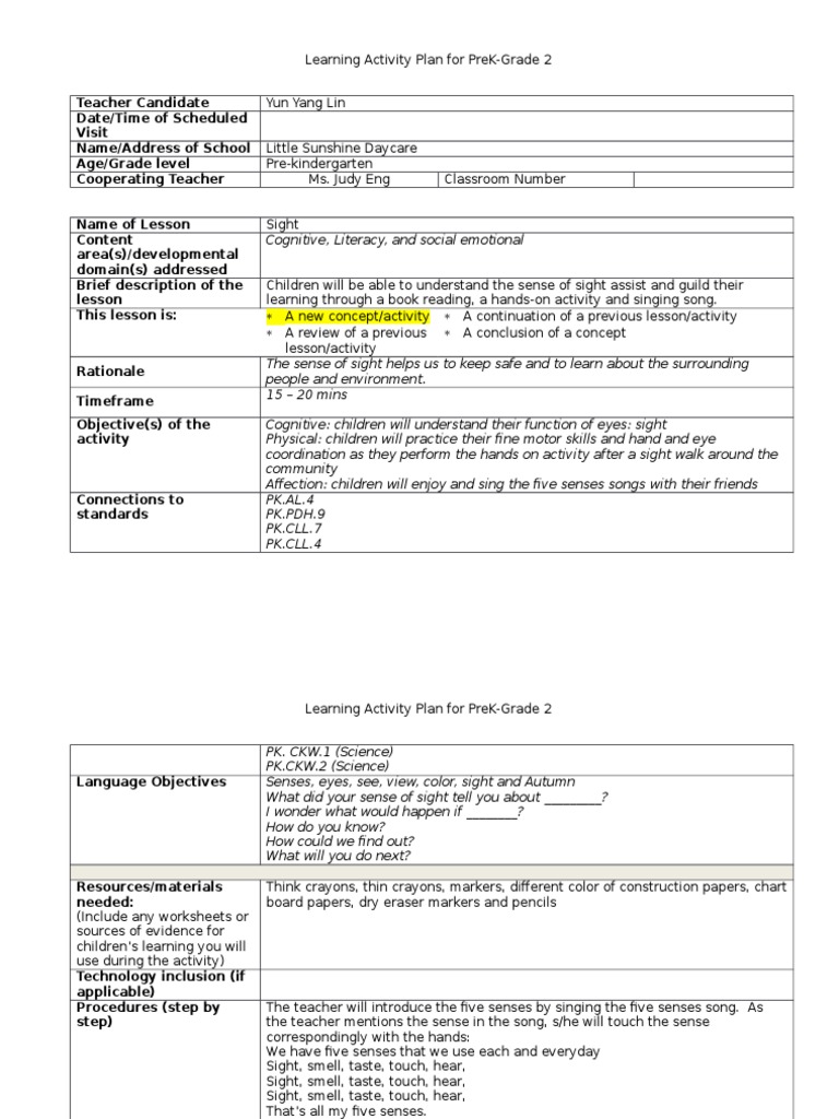 Ecc Prek-2 Lesson Plan Template Final 1 1 | PDF | Educational ...