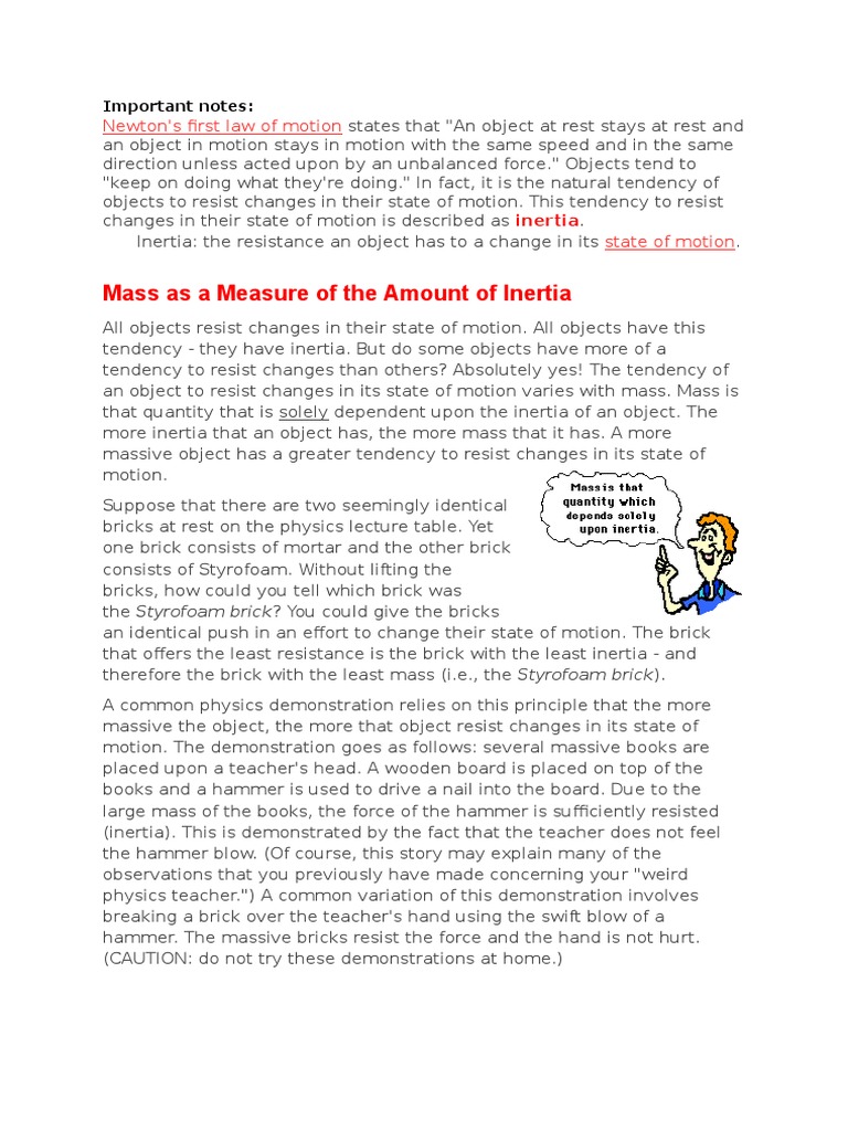 Understanding Inertia and Mass in Motion | PDF