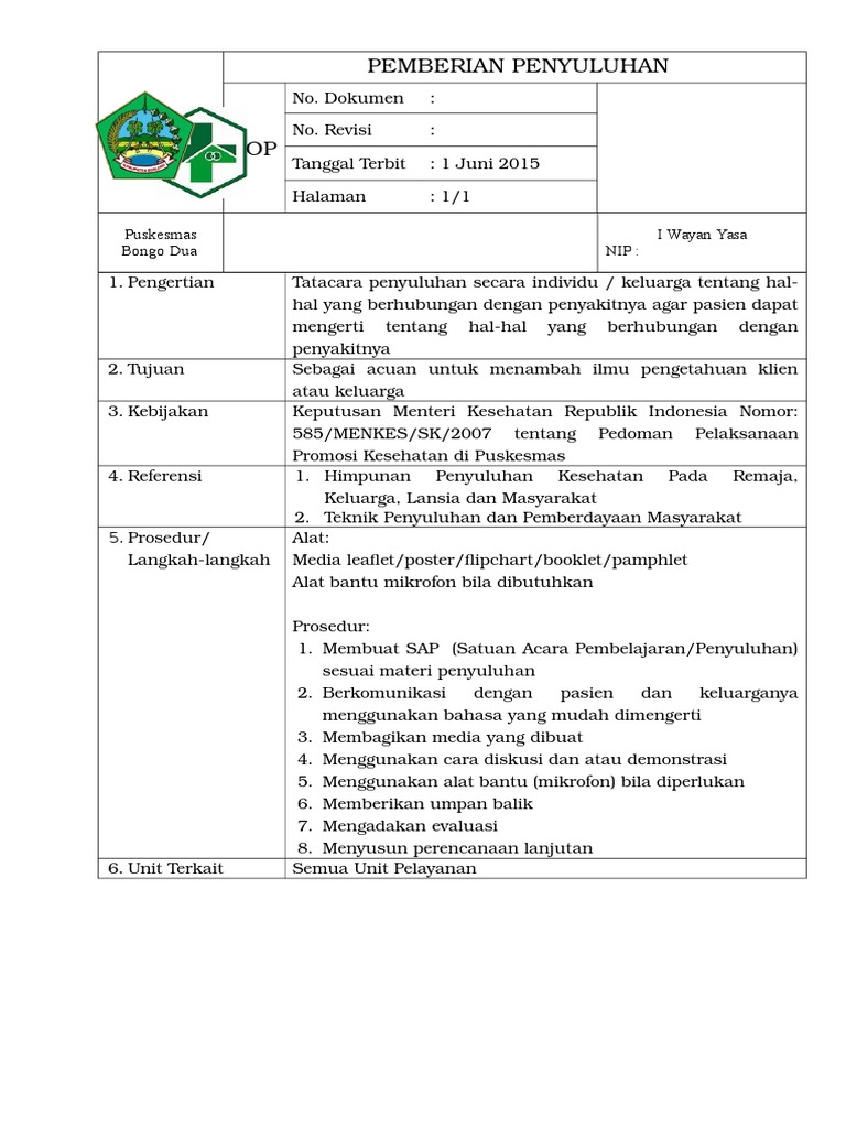Sop Pemberian Penyuluhan | PDF