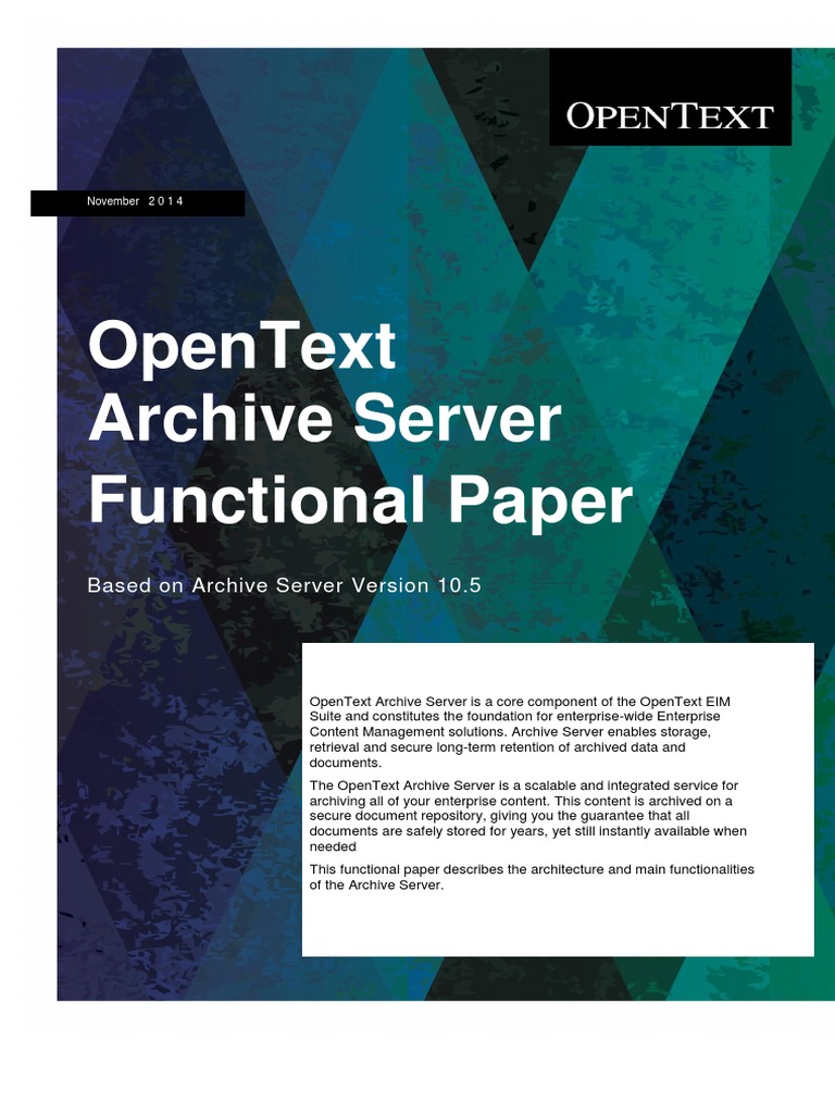 Opentext Archive Server 10 5 Functional Paper | PDF | Cache (Computing ...