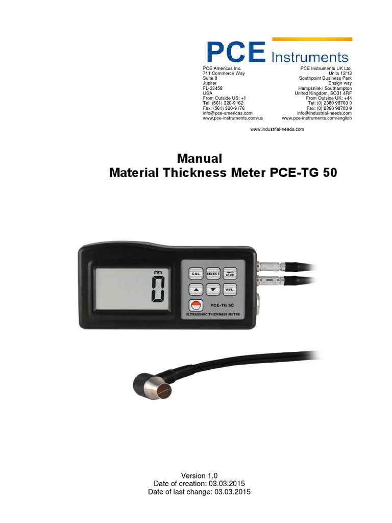 Manual Material Thickness Meter Pce Tg 50 | Measuring Instrument (29 views)