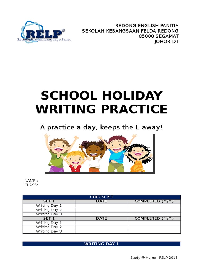 School Holiday Writing Practice: A Practice A Day, Keeps The E Away ...