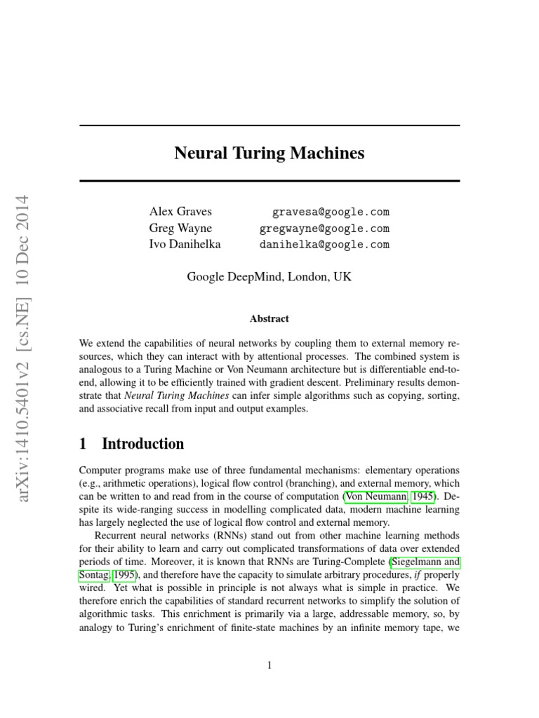 Neural Turing Machines An Architecture For Learning Algorithms And Manipulating External Memory