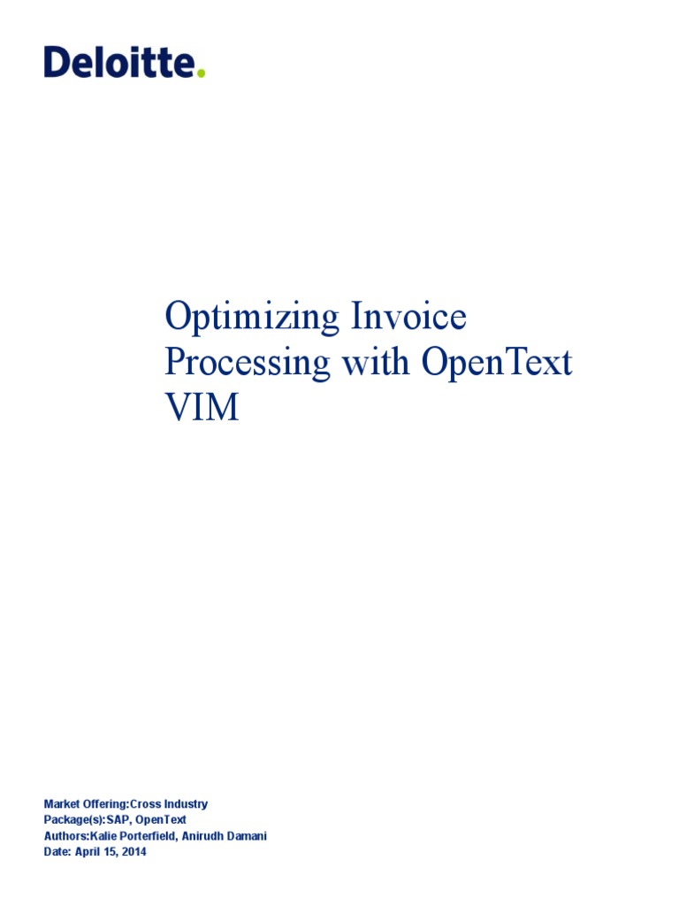 Optimize AP with OpenText VIM | PDF | Accounts Payable | Optical ...