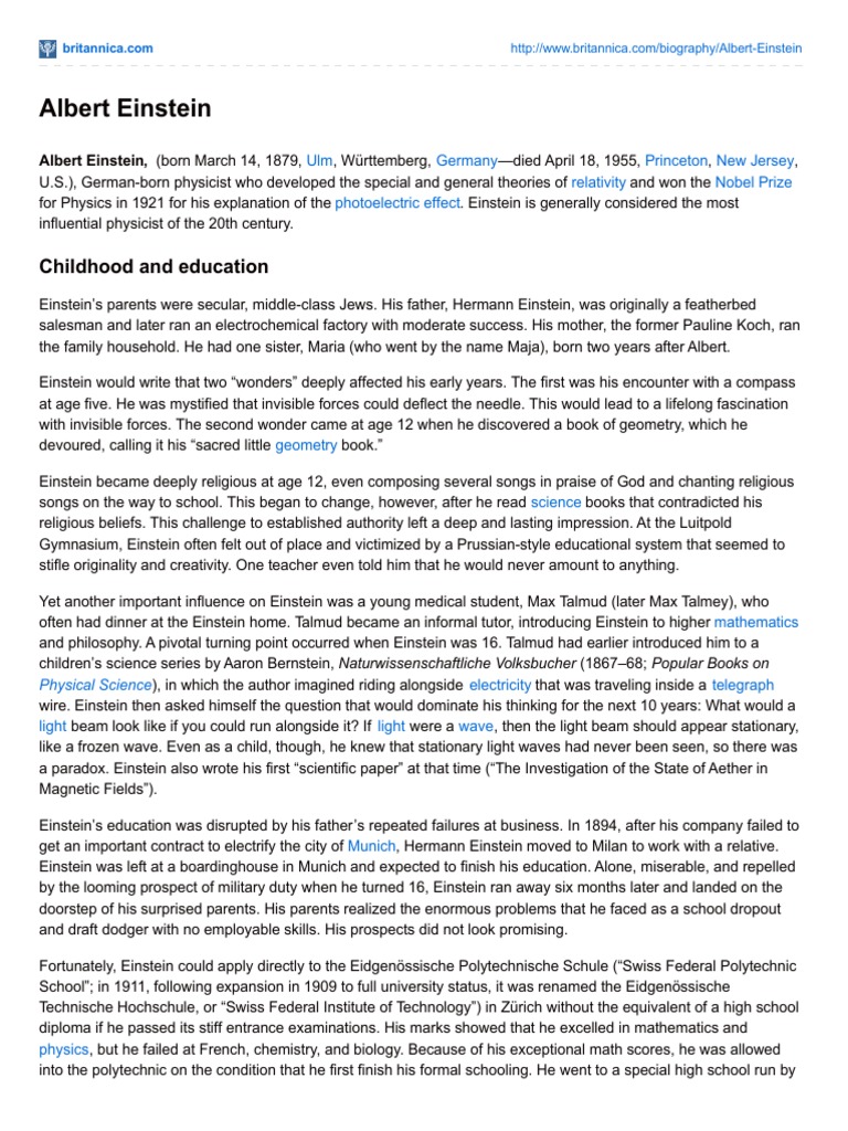 Albert Einstein: A Biography | PDF | Albert Einstein | Theoretical Physics
