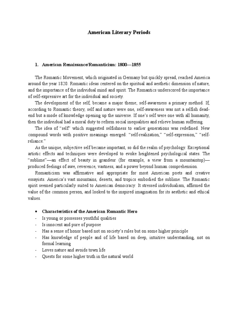 American Literary Periods | PDF | Moby Dick | Herman Melville