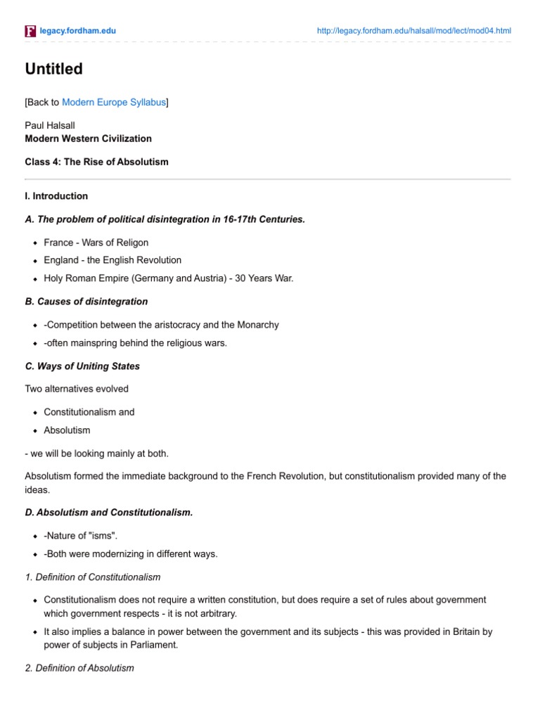 The Rise of Absolutism, Notes | PDF | Absolute Monarchy | Louis Xiv Of ...