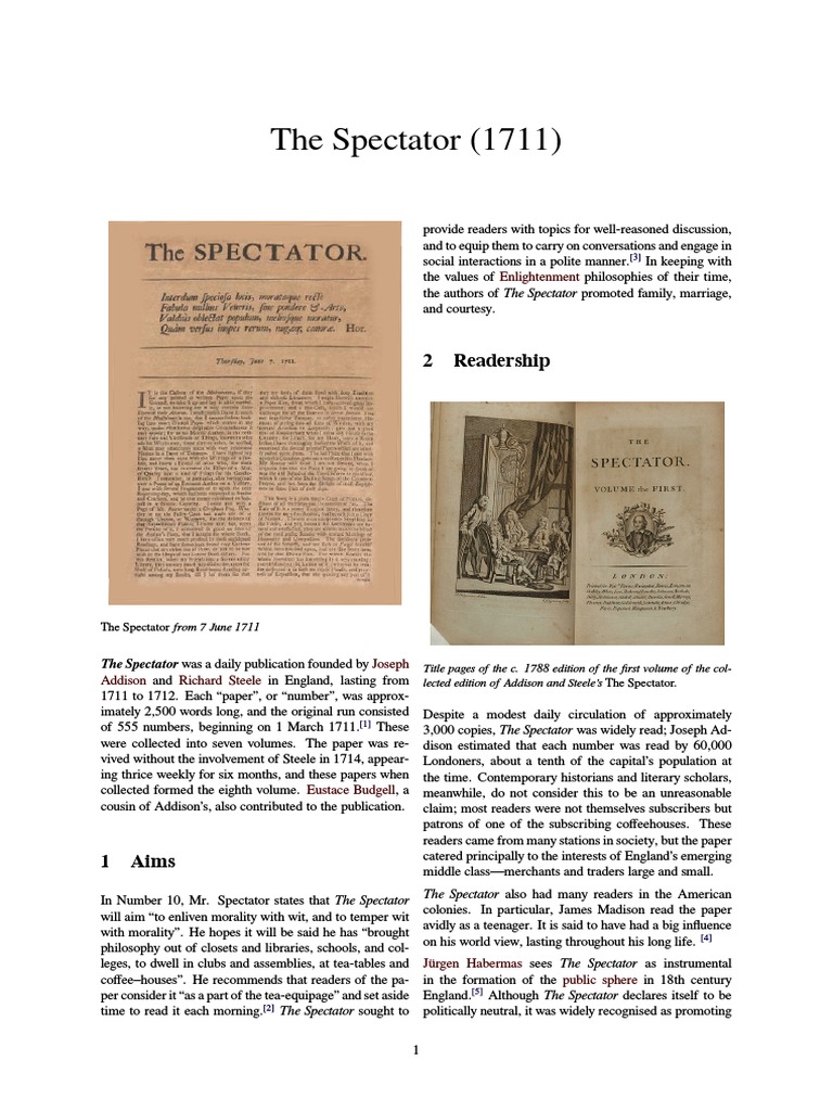 The Spectator (1711) | Newspapers | Publications