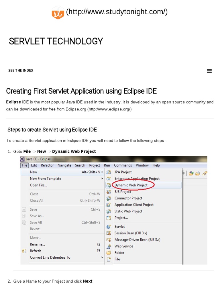 Steps To Create Servlet Application Using Eclipse Ide Servlet