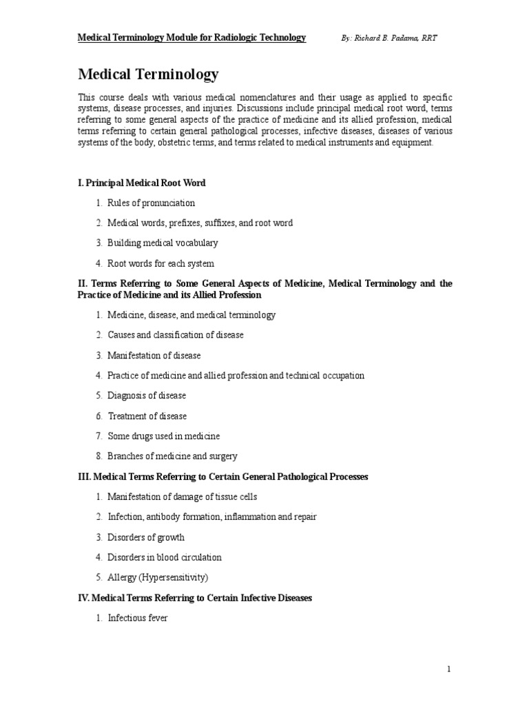 Medical Terminology (Module) | PDF | Lymphatic System | Medical Diagnosis