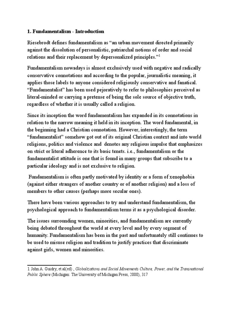 Fundamentalism - Introduction | PDF | Christian Fundamentalism ...