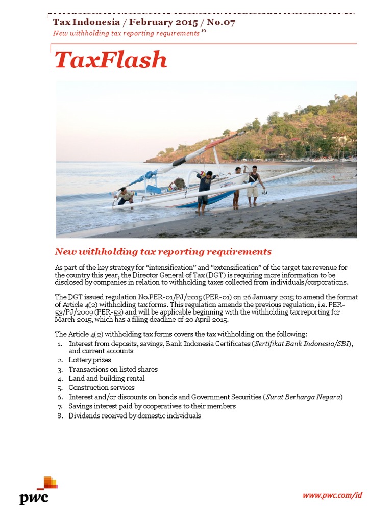 PWC Indonesia - TaxFlash 2015 #07 | PDF | Irs Tax Forms | Withholding Tax