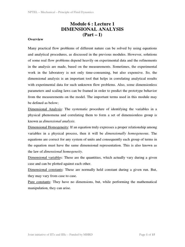 Dimensional Analysis | PDF | Fluid Dynamics | Viscosity