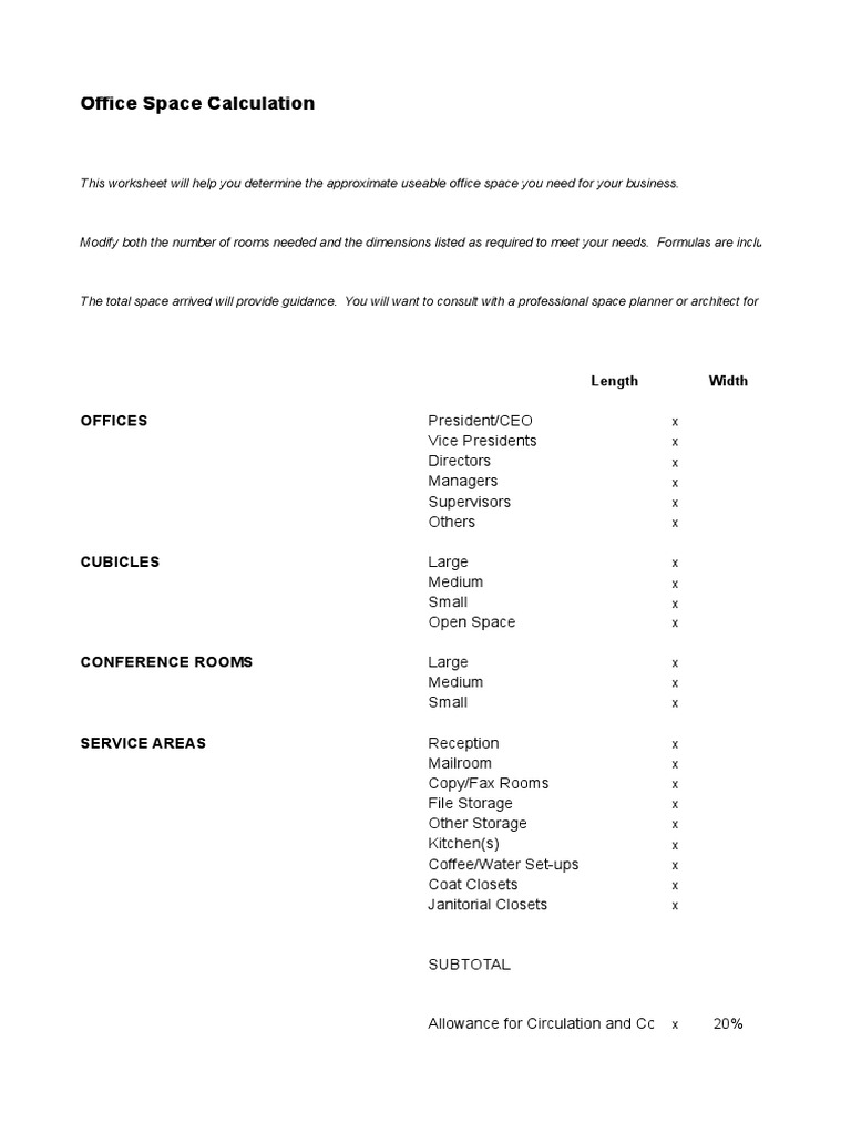 Office Space Calculation | PDF