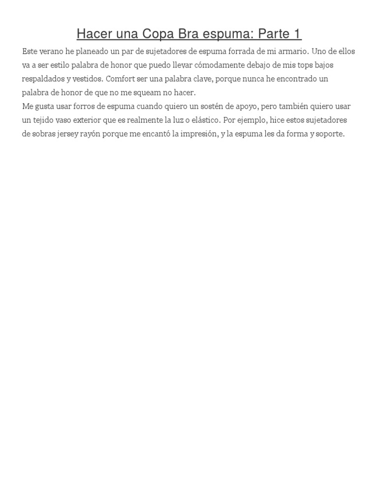 Hacer Una Copa Bra Espuma | PDF | Papel | Ropa