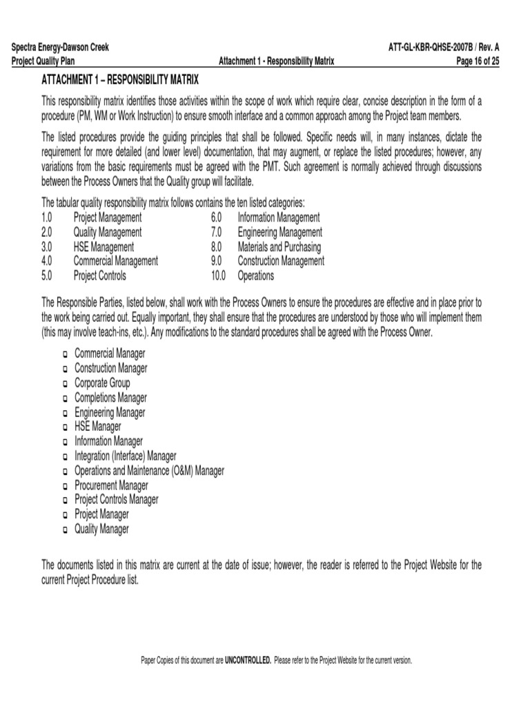Responsibility Matrix For Interdisciplines | PDF | Construction ...