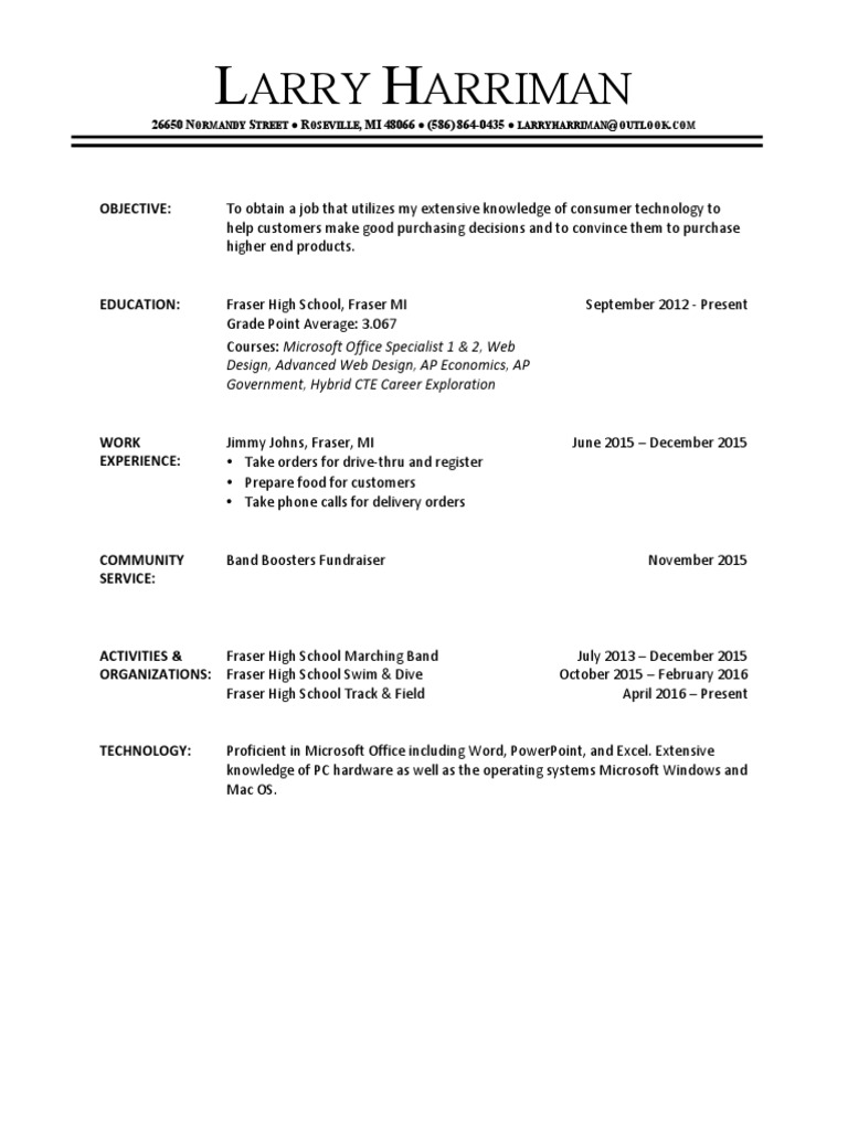 Larry Harriman's Resume Overview | PDF