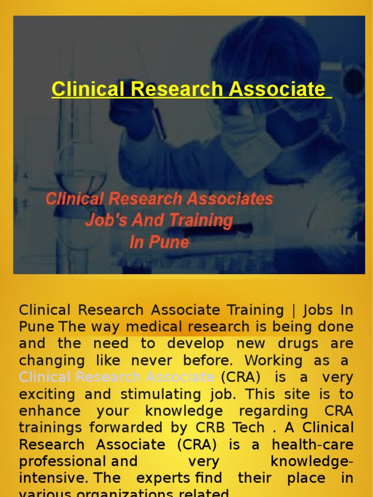 Clinical Research Associate Training | Jobs In Pune | Clinical Trial ...