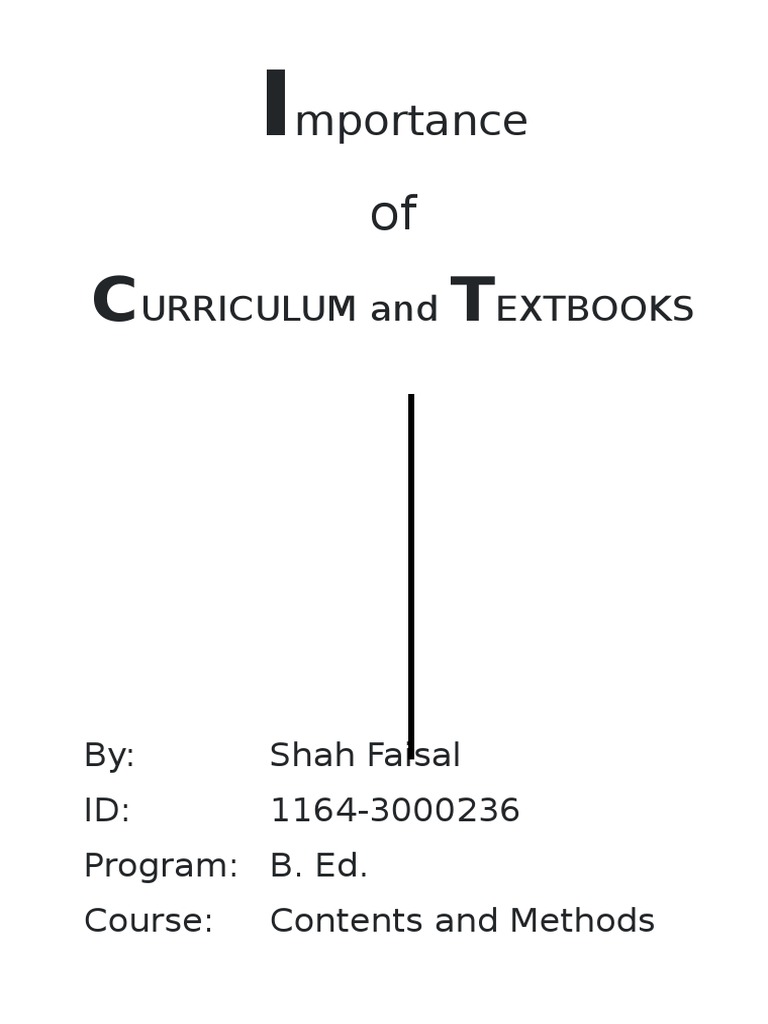 Importance of Curriculum and Textbooks | PDF | Curriculum | Textbook
