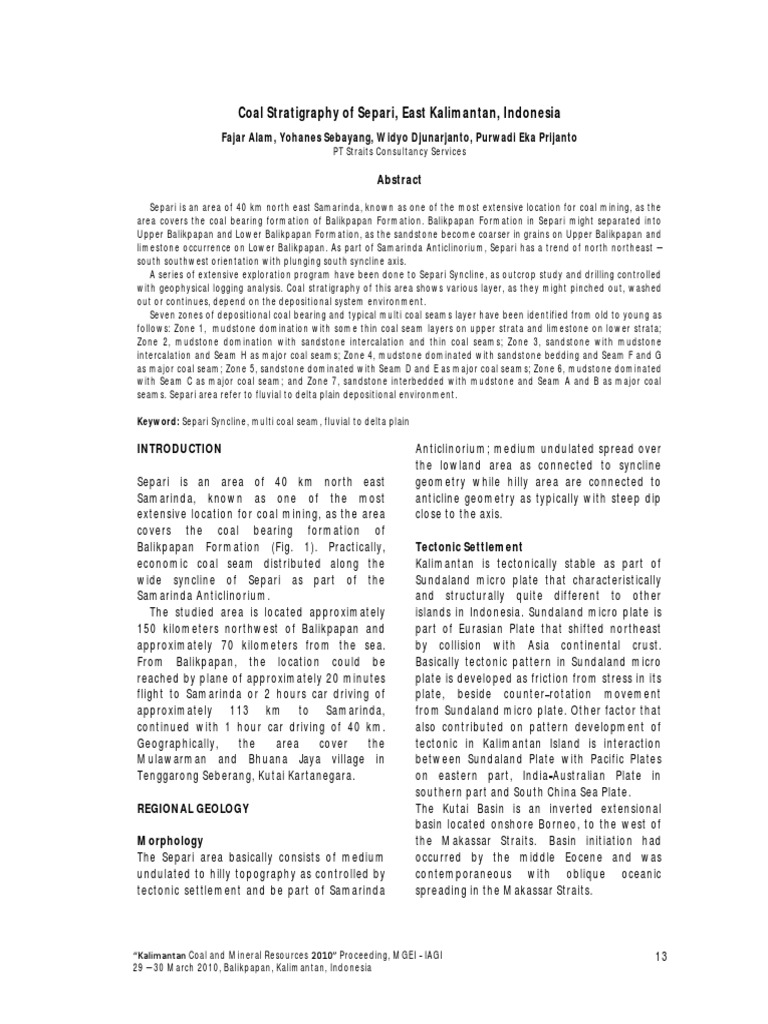 Coal Stratigraphy of Separi | PDF | Sandstone | Shale