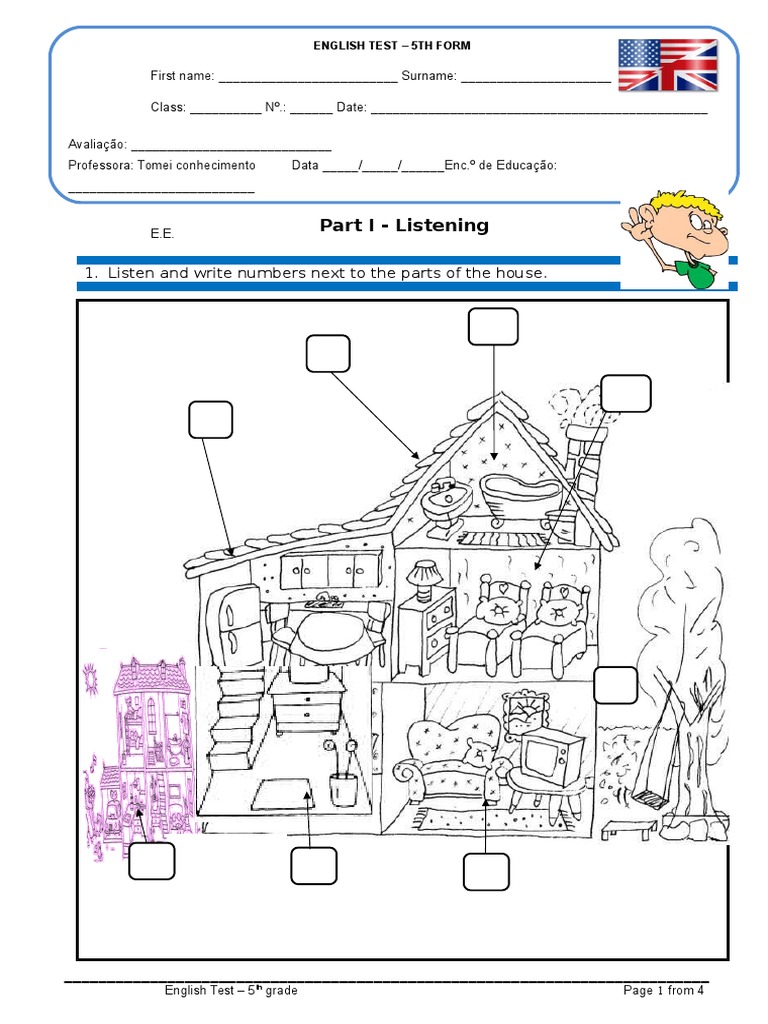 Part I - Listening: 1. Listen and Write Numbers Next To The Parts of ...