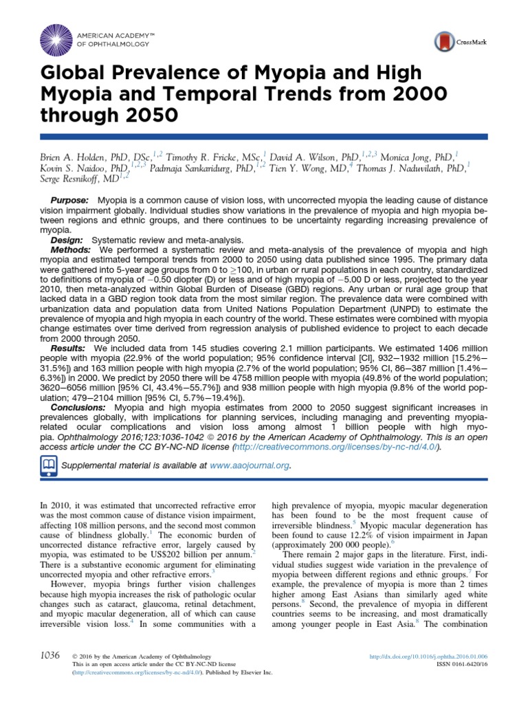High Myopia Journal | PDF | Visual Impairment | Meta Analysis
