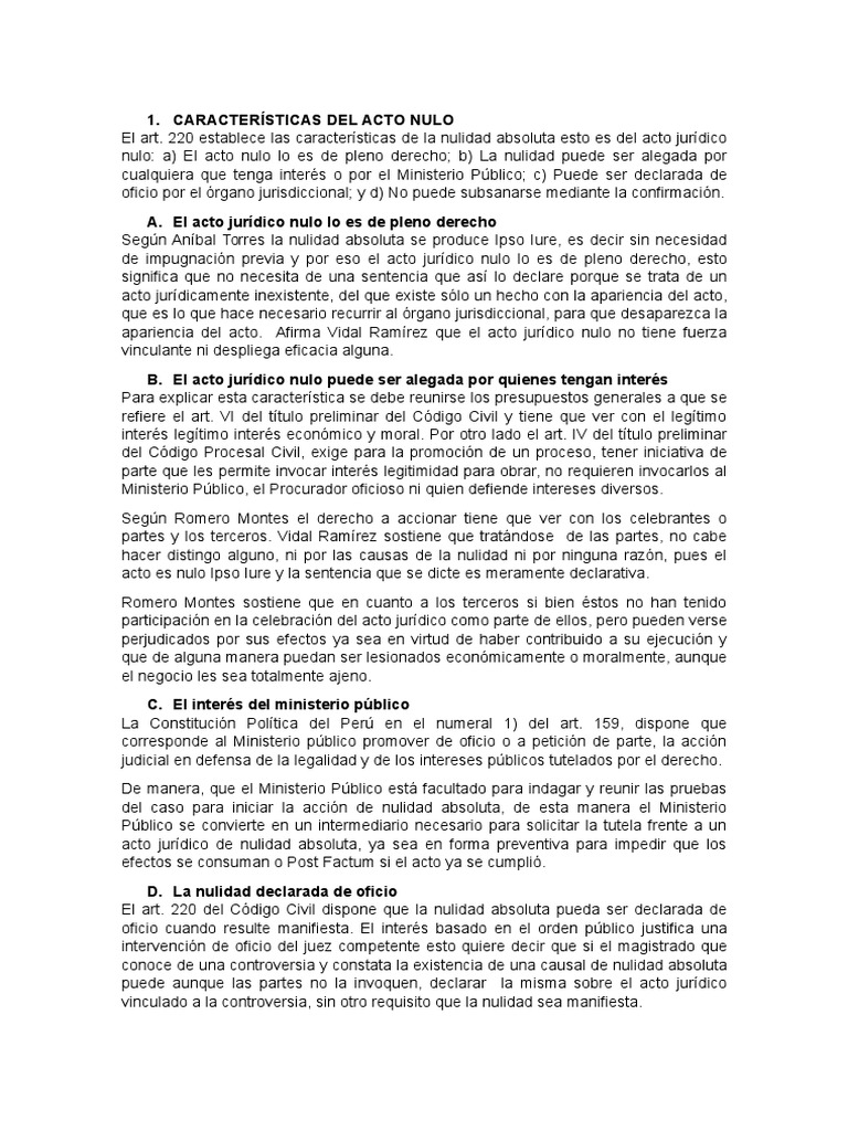 Características Del Acto Nulo Mio | PDF | Nulo (ley) | Conceptos legales