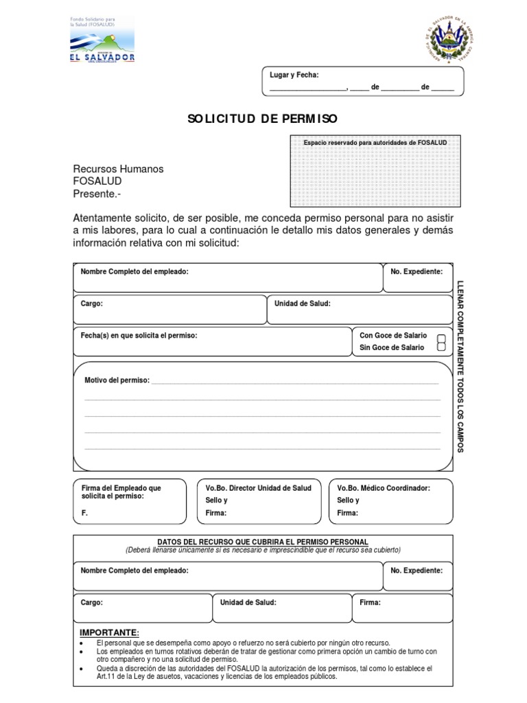 Formato Para Solicitud De Permiso Laboral Mide - Form example download