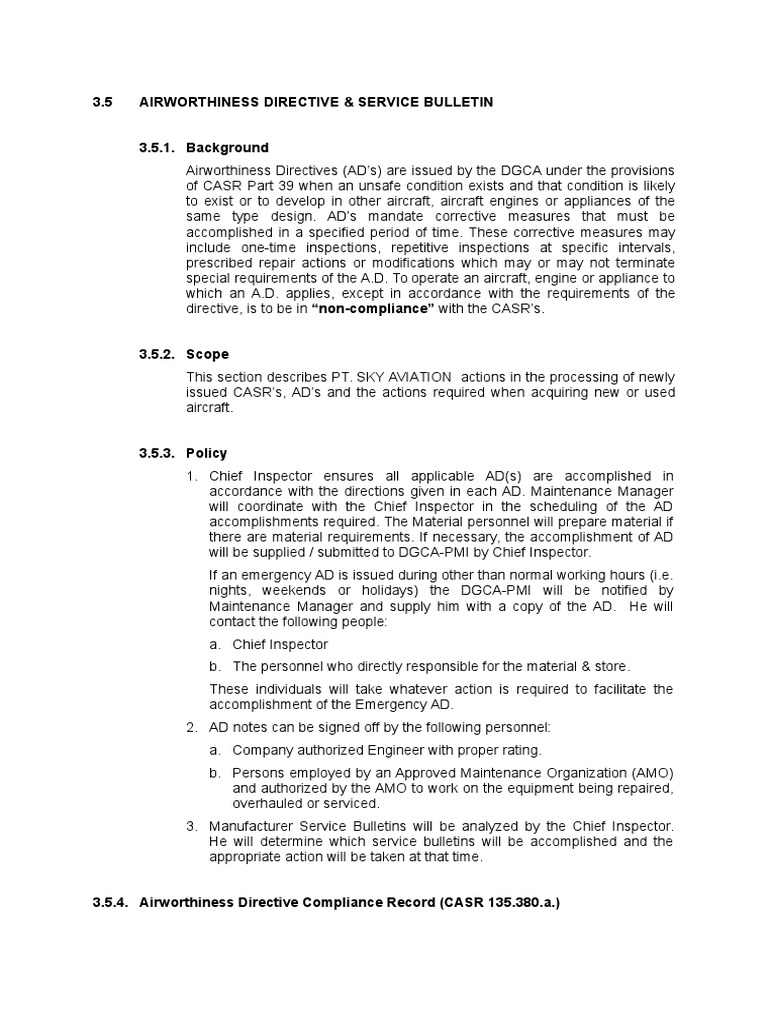 Prescribing Airworthiness Directive in CMM | PDF | Aircraft | Business
