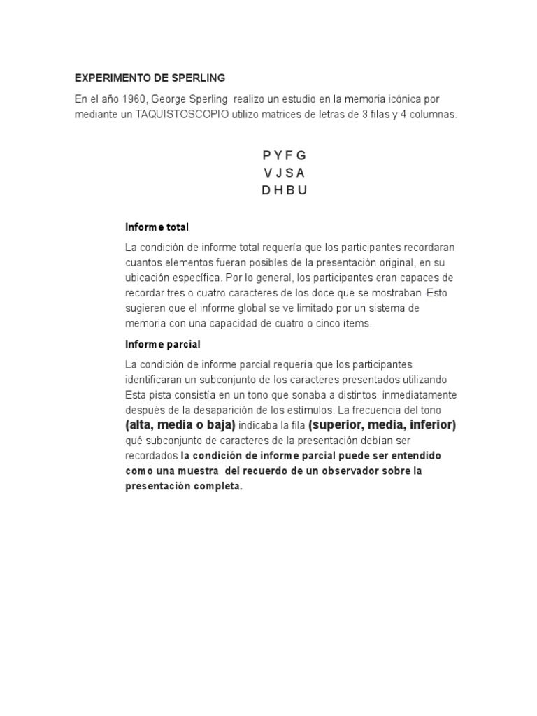 Experimento de Sperling | PDF | Arte