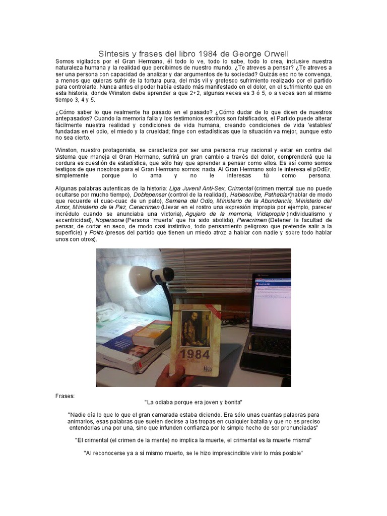 Síntesis y Frases Del Libro 1984 de George Orwell | PDF | Sufrimiento ...
