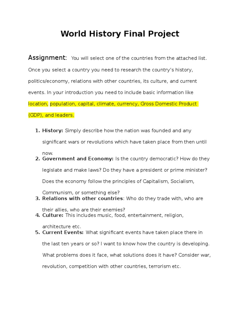 World History Final Project 2015 | PDF | Gross Domestic Product | Economies