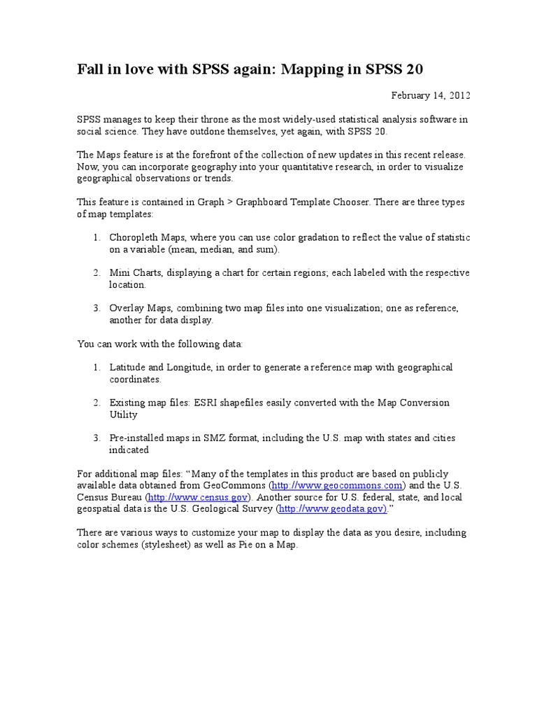 Fall in Love With SPSS Again: Mapping in SPSS 20 | PDF | Geographic ...