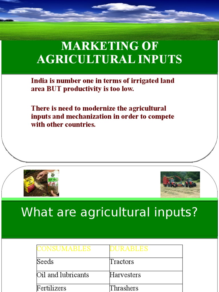 Marketing of Agricultural Inputs | PDF | Tractor | Agriculture