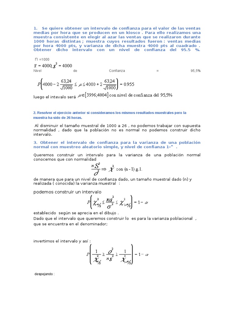 Ejercicios Estadistica Aplicada | PDF | Muestreo (Estadísticas) | Intervalo de confianza