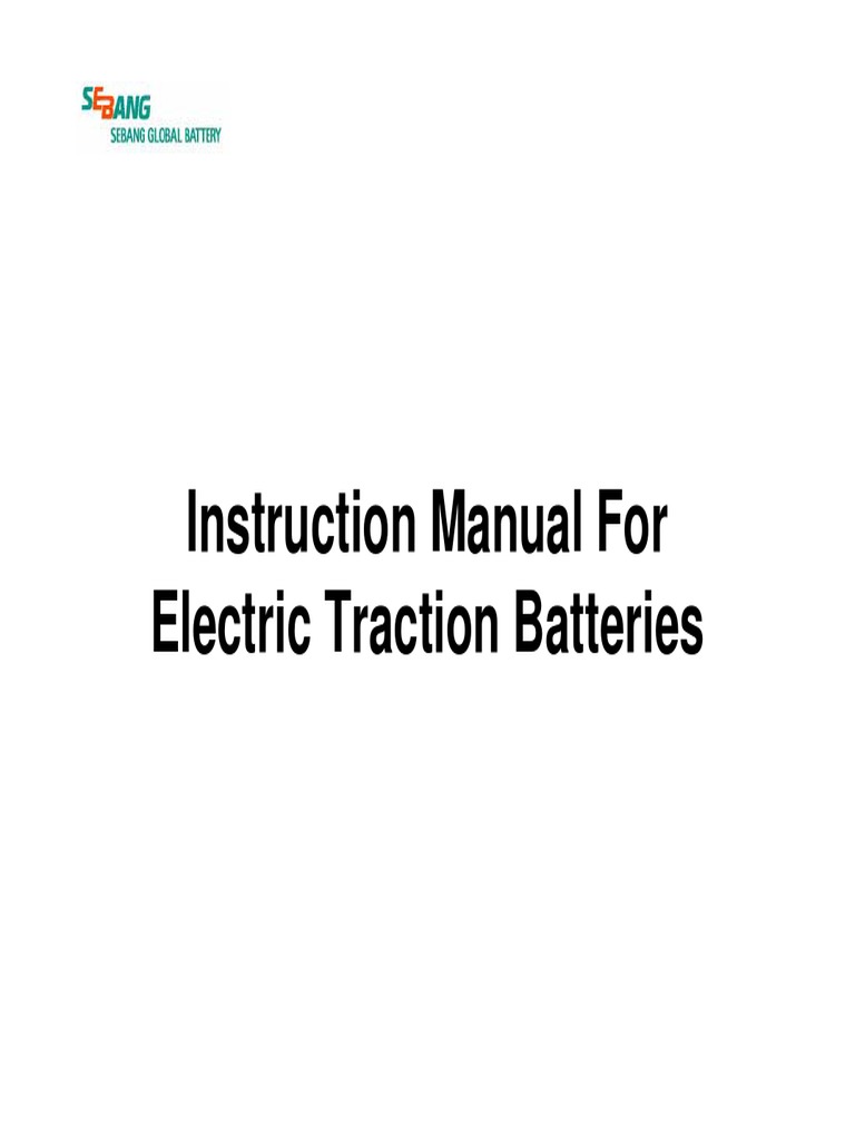Instruction Manual For Electric Traction Batteries | PDF | Battery ...