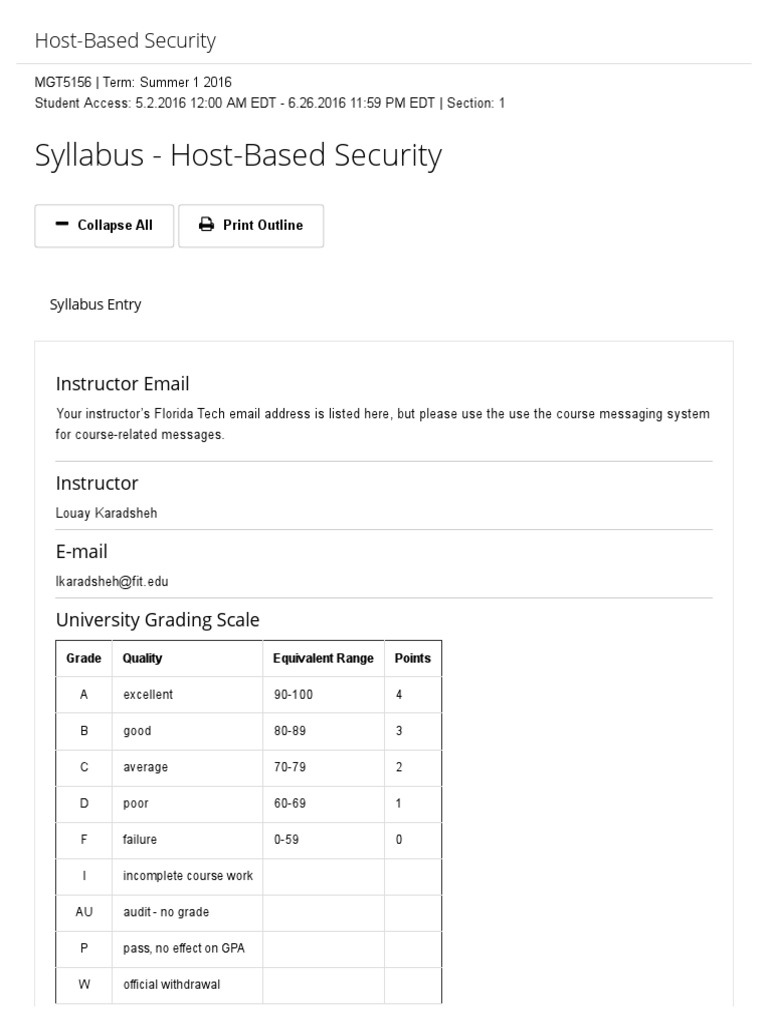 Syllabus - Host-Based Security - University Alliance | PDF | Plagiarism ...