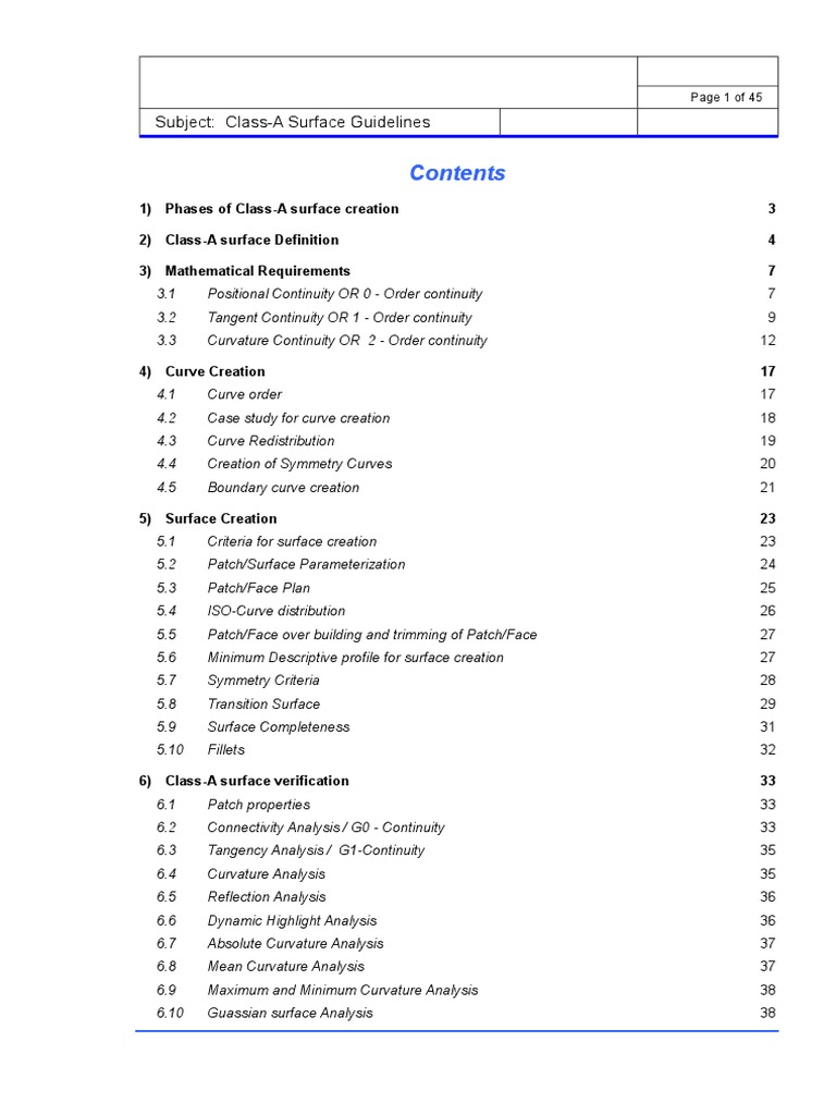 CLASS A Surfaces. | PDF | Curve | Engineering Tolerance