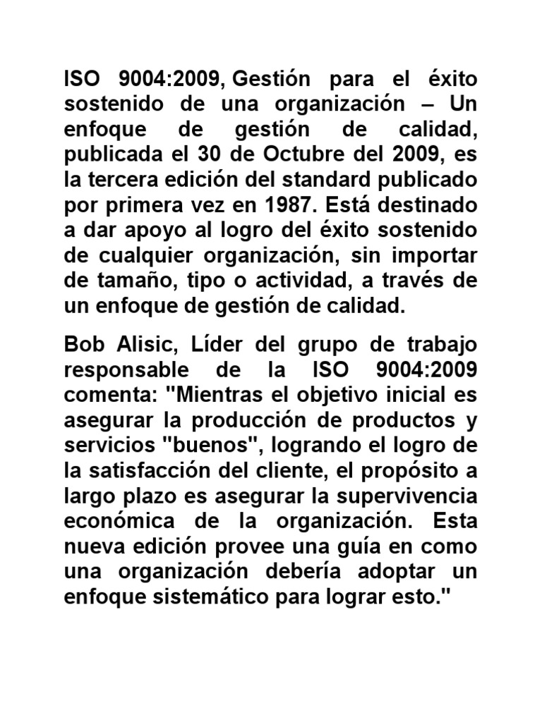 Iso 9004 | Descargar gratis PDF | Organización internacional para la ...