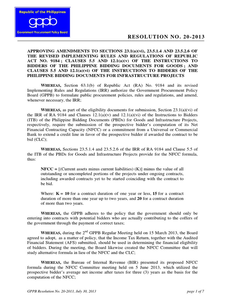 GPPB Resolution 20-2013 Amendments | PDF | Banks | Taxes
