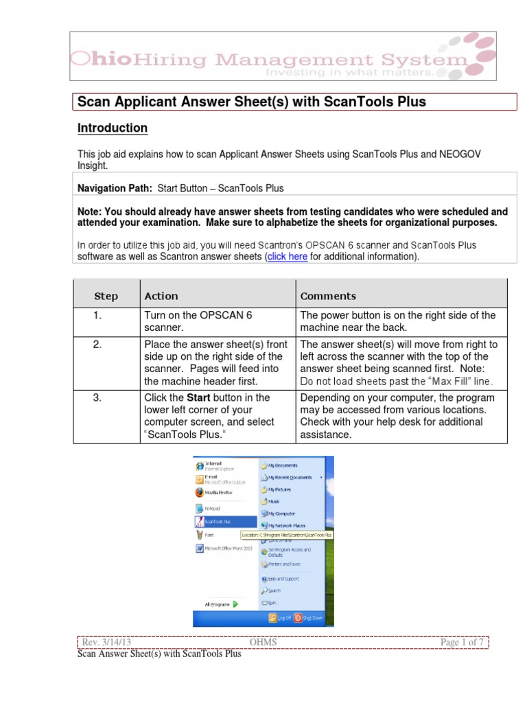 Scan Applicant Answer Sheets With ScanTools Plus | PDF