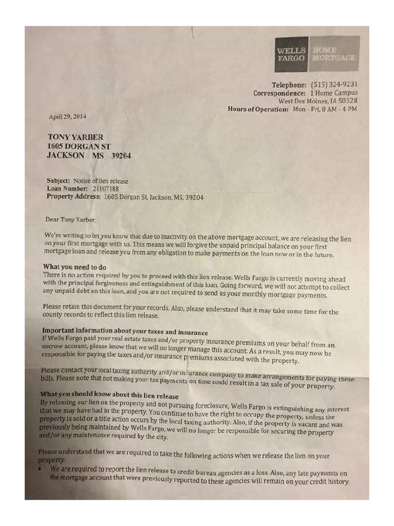 Wells Fargo Letter | PDF