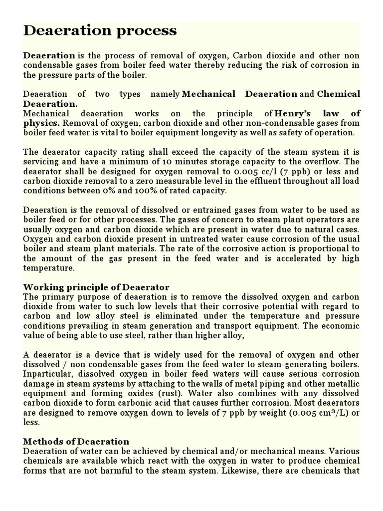 Deaeration Process: Deaeration Is The Process of Removal of Oxygen ...