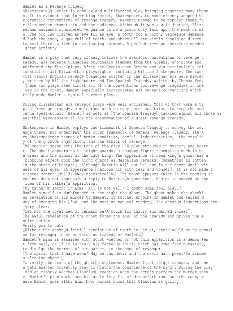 Hamlet As A Revenge Tragedy | PDF | Hamlet | Tragedy