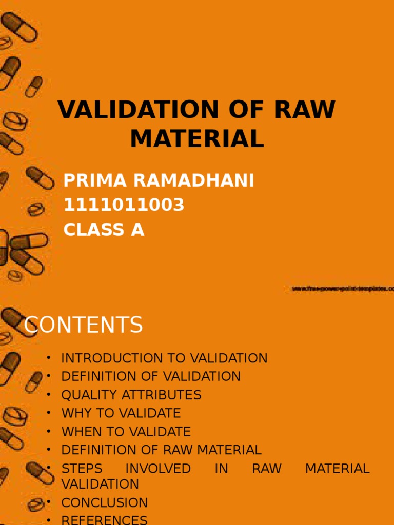 Validation of Raw Material | PDF | Shelf Life | Verification And Validation