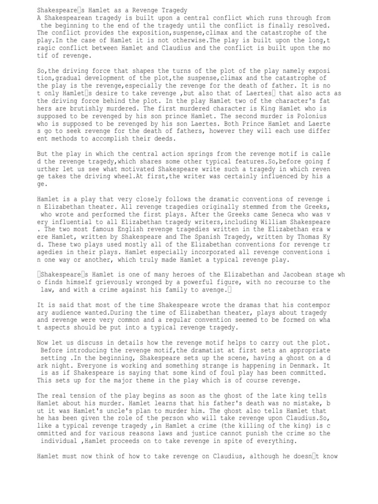 Hamlet As A Revenge Tragedy 3 | PDF | Hamlet | Tragedy Plays