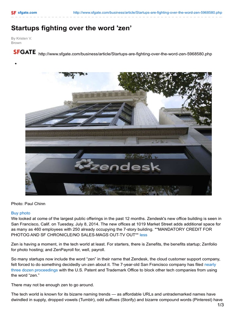 Startups Fighting Over The Word Zen - 2016.05.23 | PDF | Trademark ...