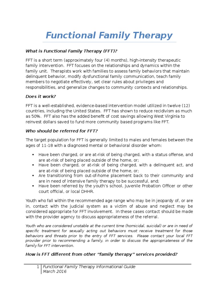 Overview of Functional Family Therapy | PDF | Family Therapy | Juvenile ...