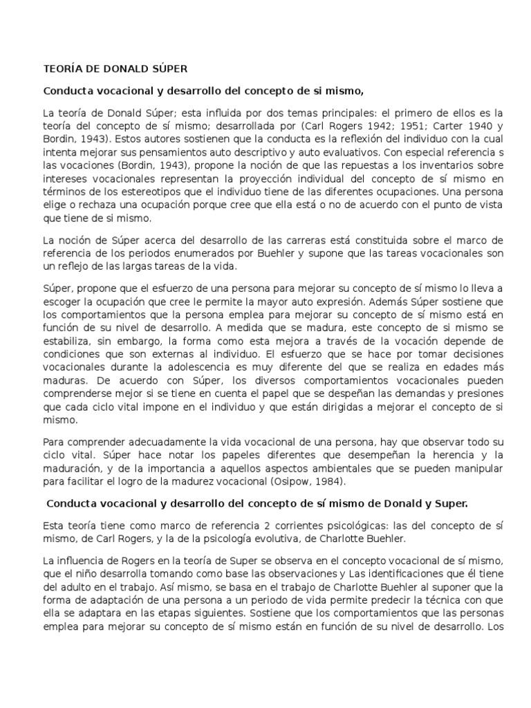 Teoría de Donald Súper | PDF | Comportamiento | Acción (filosofía)