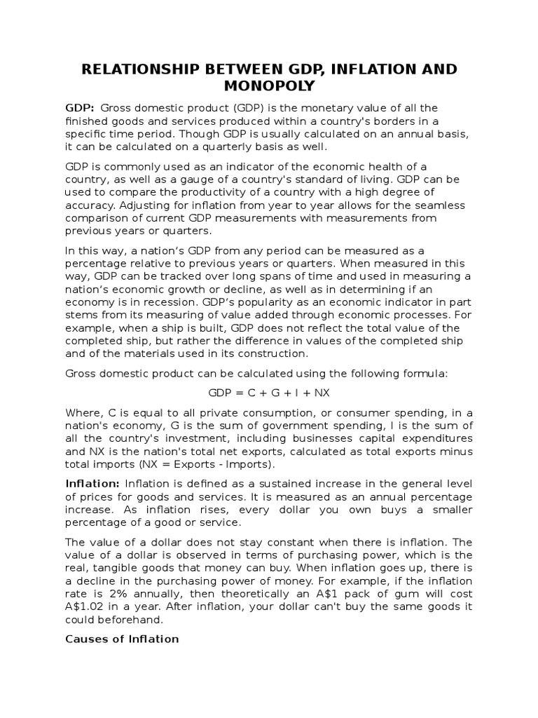 Relationship Between GDP, Inflation and Monopoly | PDF | Inflation ...